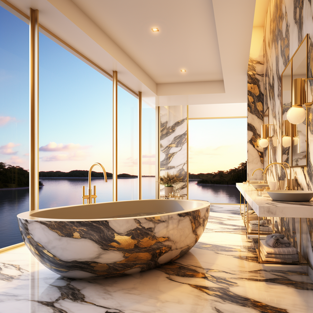 Crafting A Marble and Gold Bathroom with a Stunning View ...